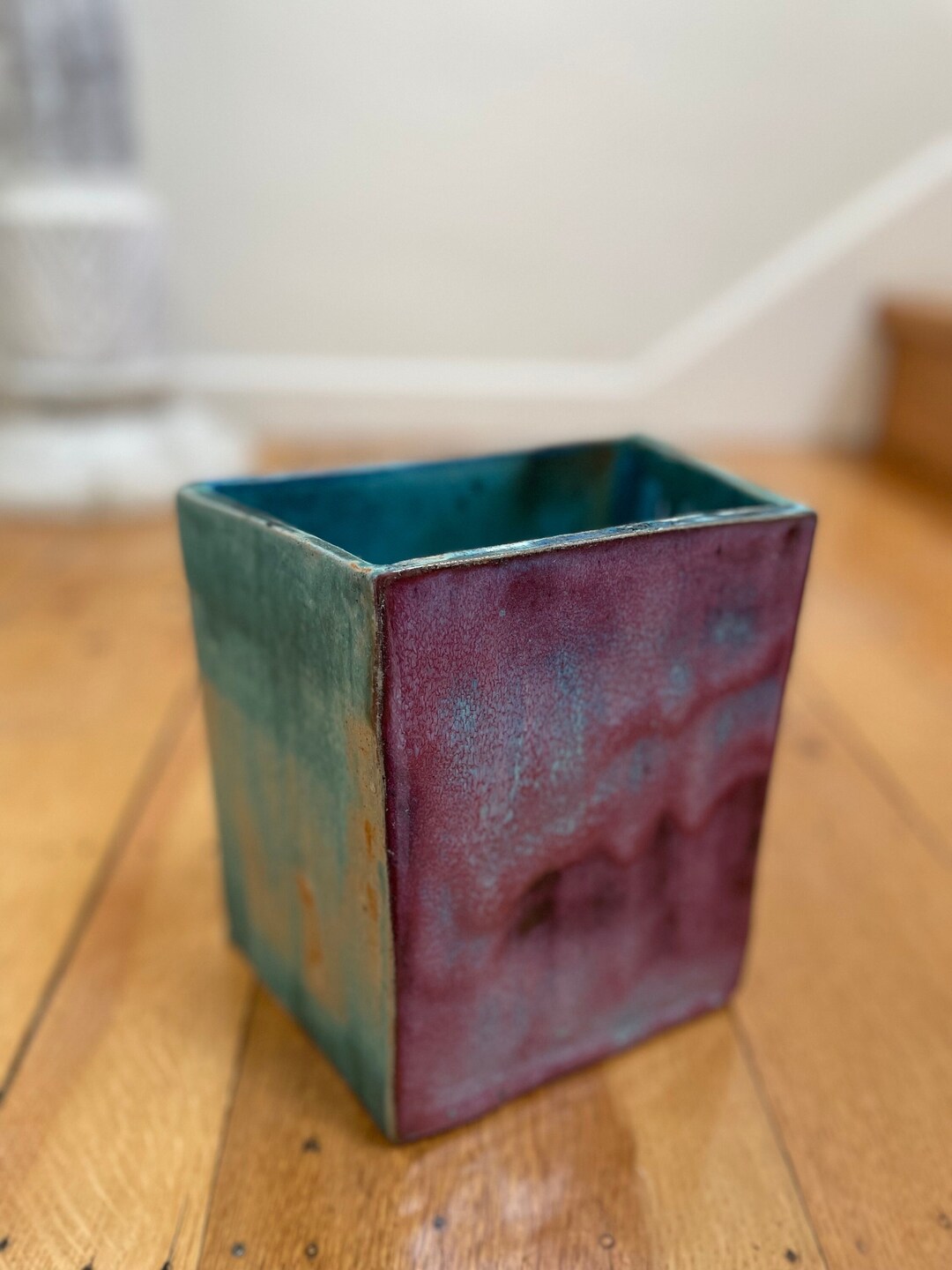 Ceramic Four Corner Slanted Cylinder Vase - Etsy