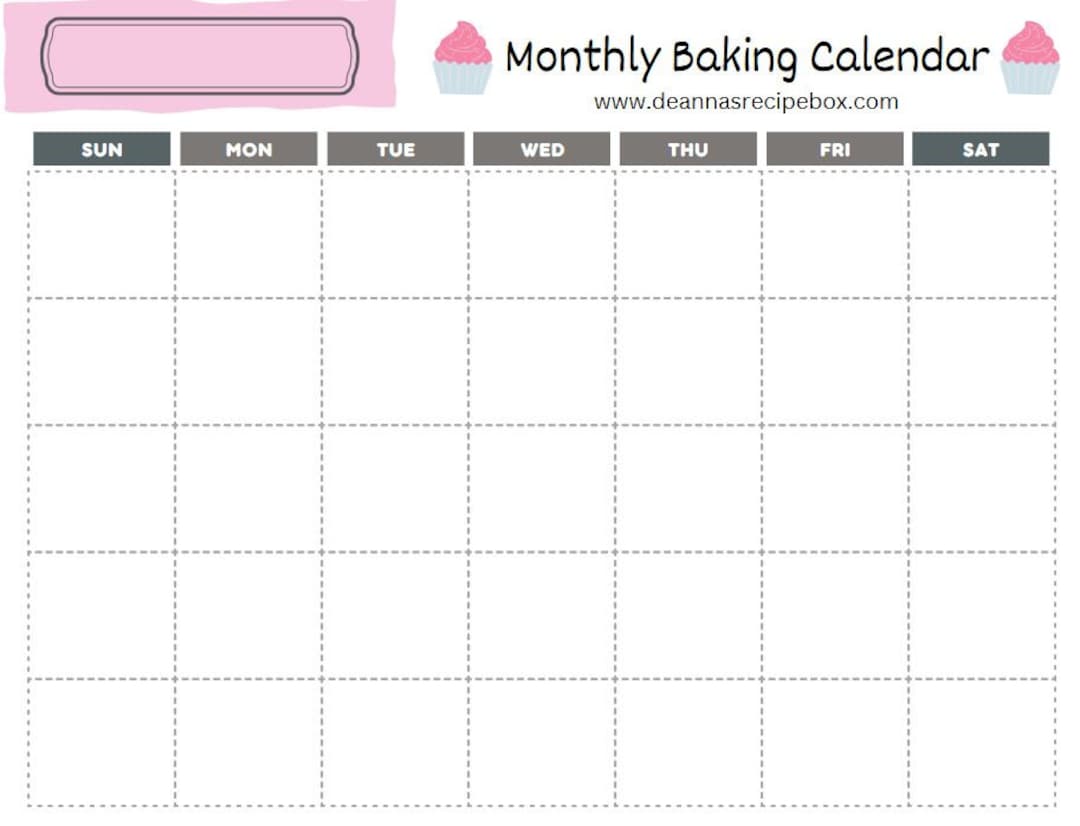 Monthly Baking Calendar - Etsy