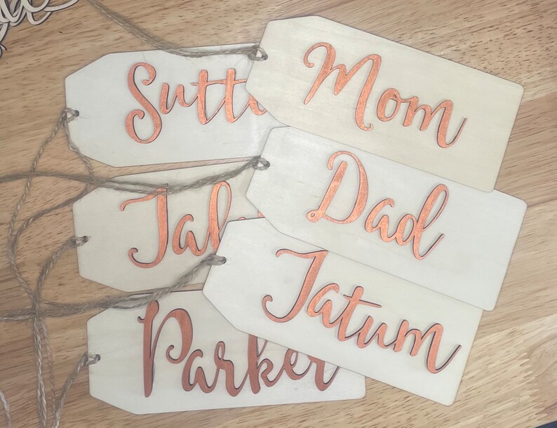 Wood Gift Tags, Wood Name Tags, Custom Stocking Tags, Custom Wood Tags ...
