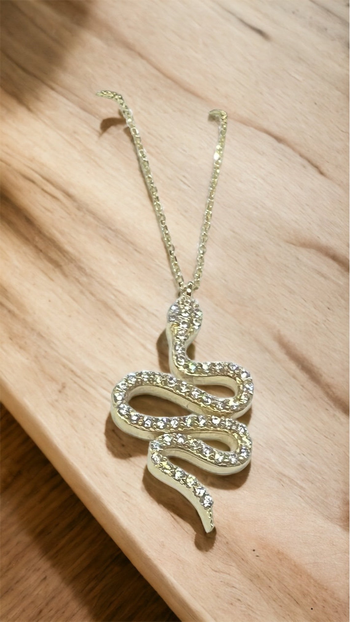 14K Gold Snake Charm, Gold Snake Necklace, Reptile Pendant Animal ...
