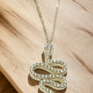 14K Gold Snake Charm, Gold Snake Necklace, Reptile Pendant Animal ...