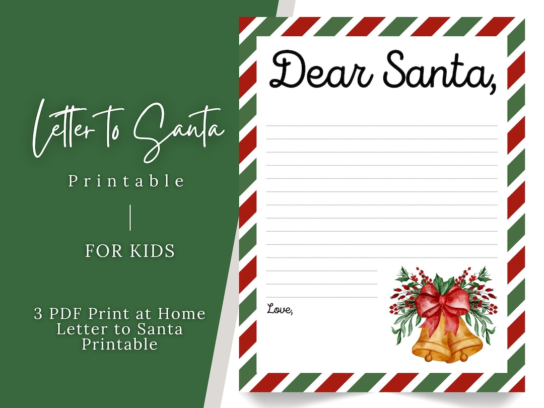 Printable Christmas Wish List | Dear Santa Letter Digital Download | Mail PDF for Kids ...