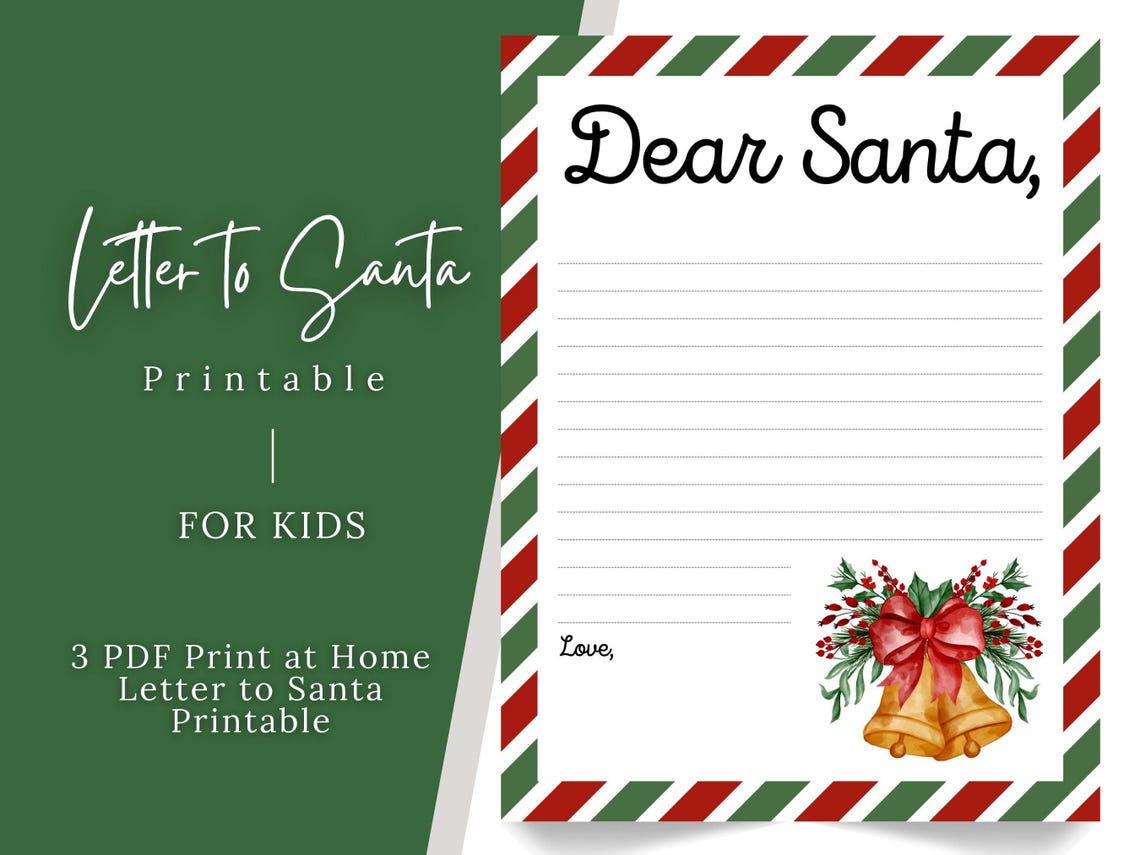 Printable Christmas Wish List | Dear Santa Letter Digital Download ...