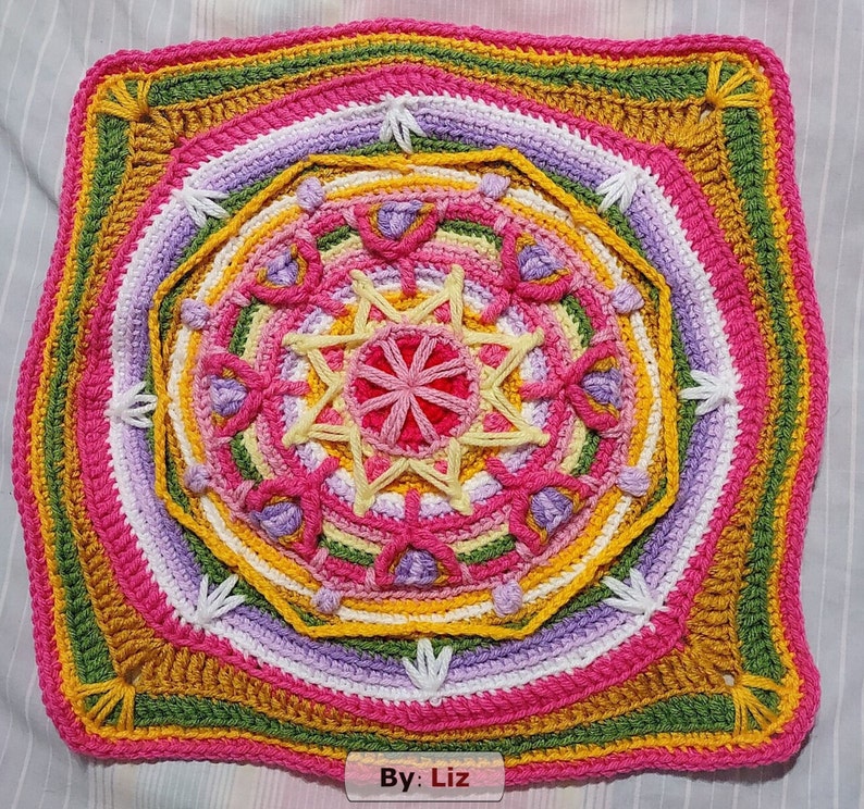 Mandala Square - Crochet Overlay Square Pattern – Bag, Cushion, Blanket ...