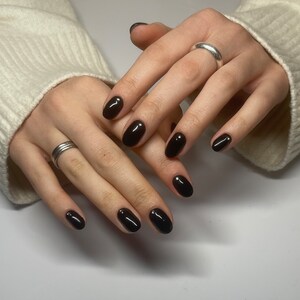 Black Gem Gel Press on Nails Josiegelnails | Black Nails, Aesthetic ...