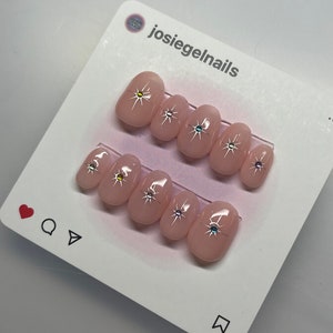 Chrome Star With Gems Gel Press on Nails Josiegelnails | Chrome Nails ...