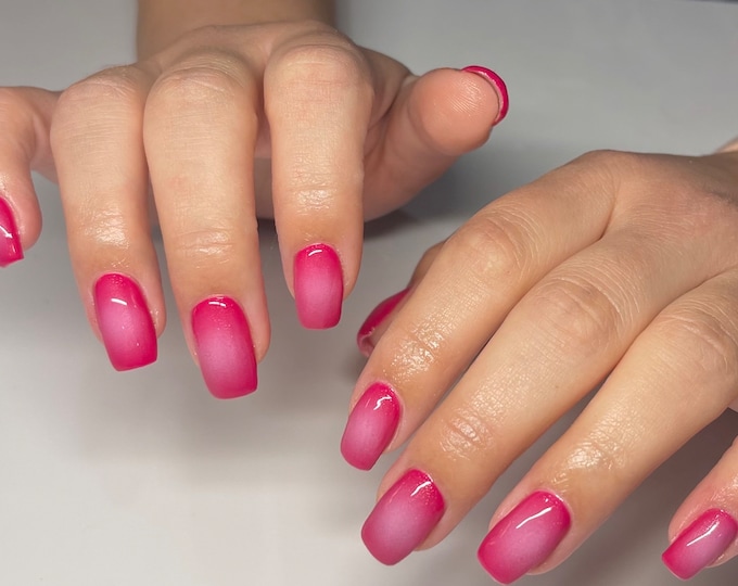 Pink Aura Gel Press on Nails Josiegelnails | Pink Nails, Aesthetic ...