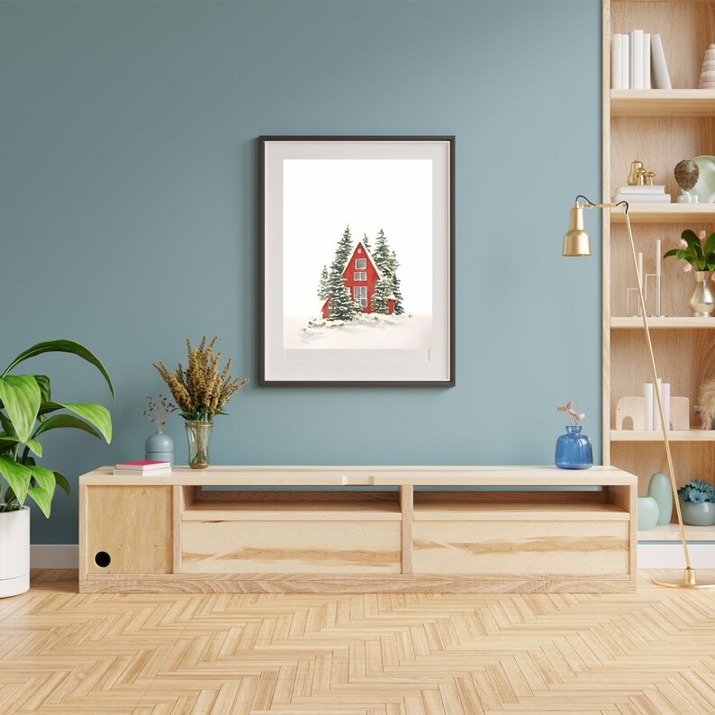 Christmas Winter House Printable Wall Art, Red Farmhouse Prints, Winter ...