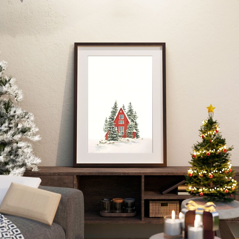 Christmas Winter House Printable Wall Art, Red Farmhouse Prints, Winter ...
