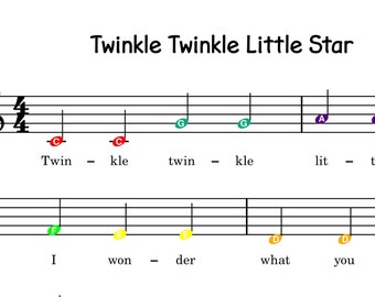 Twinkle Twinkle Little Star Piano Printable Sheet Music With Alphabet ...