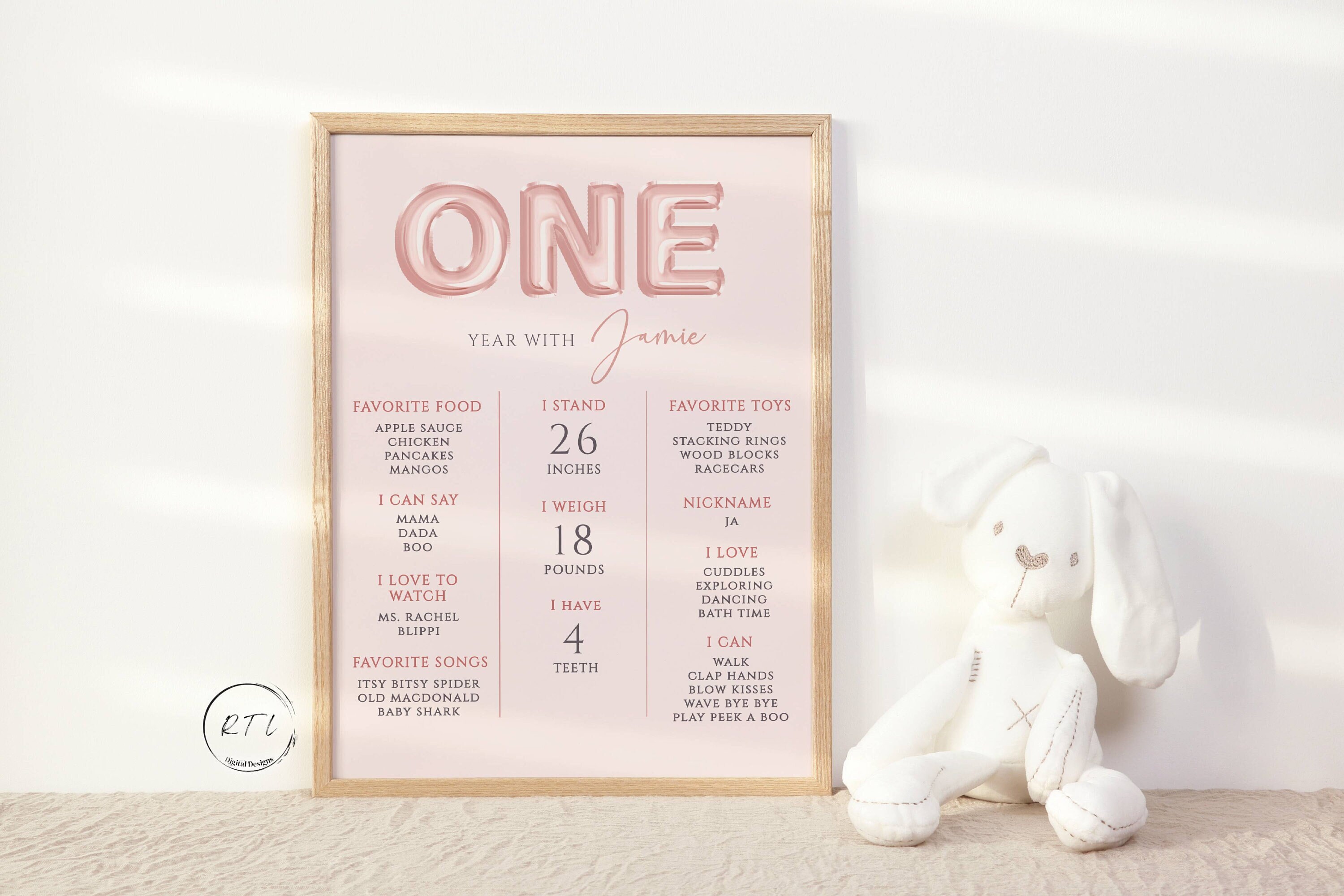 Balloon Milestone Board, First Milestone Sign, Minimalist Milestone ...