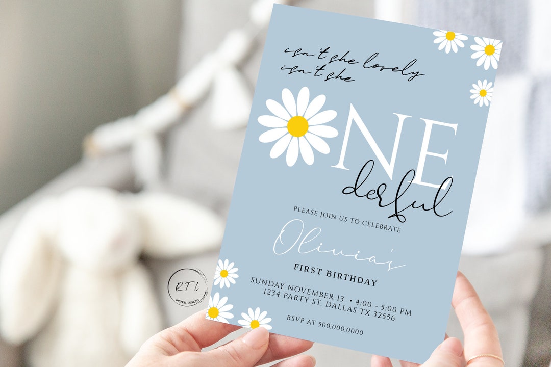 Daisy Flower Invitation, Isn't She Wonderful Birthday Invitation ...