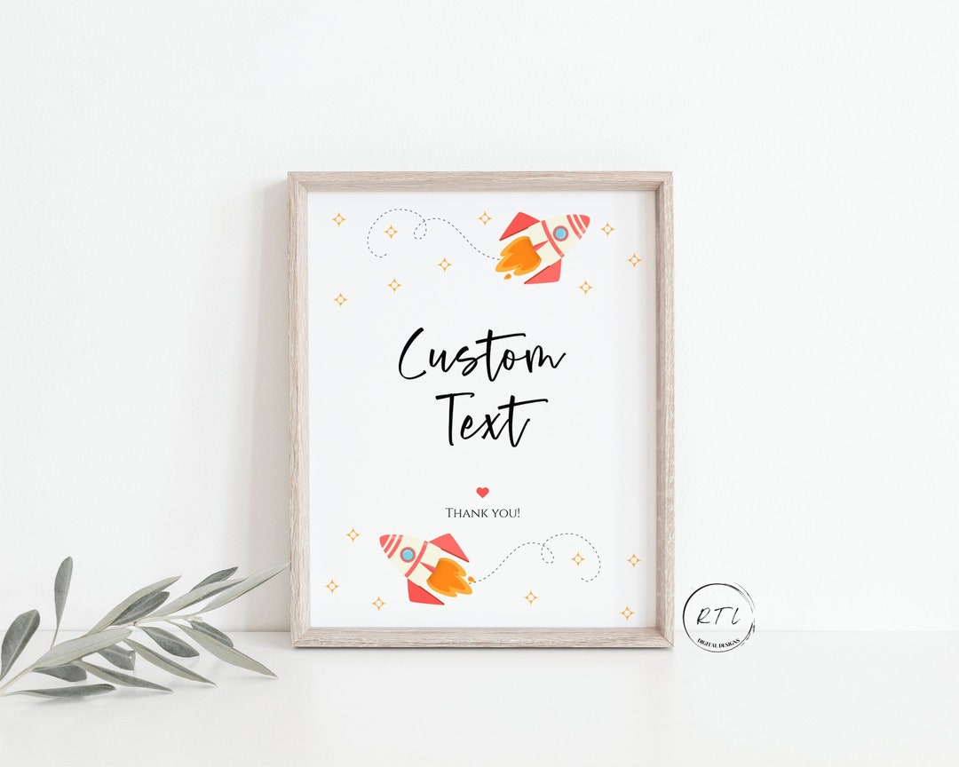 Space Birthday Sign, Outer Space Any Text Sign, Space Table Sign ...