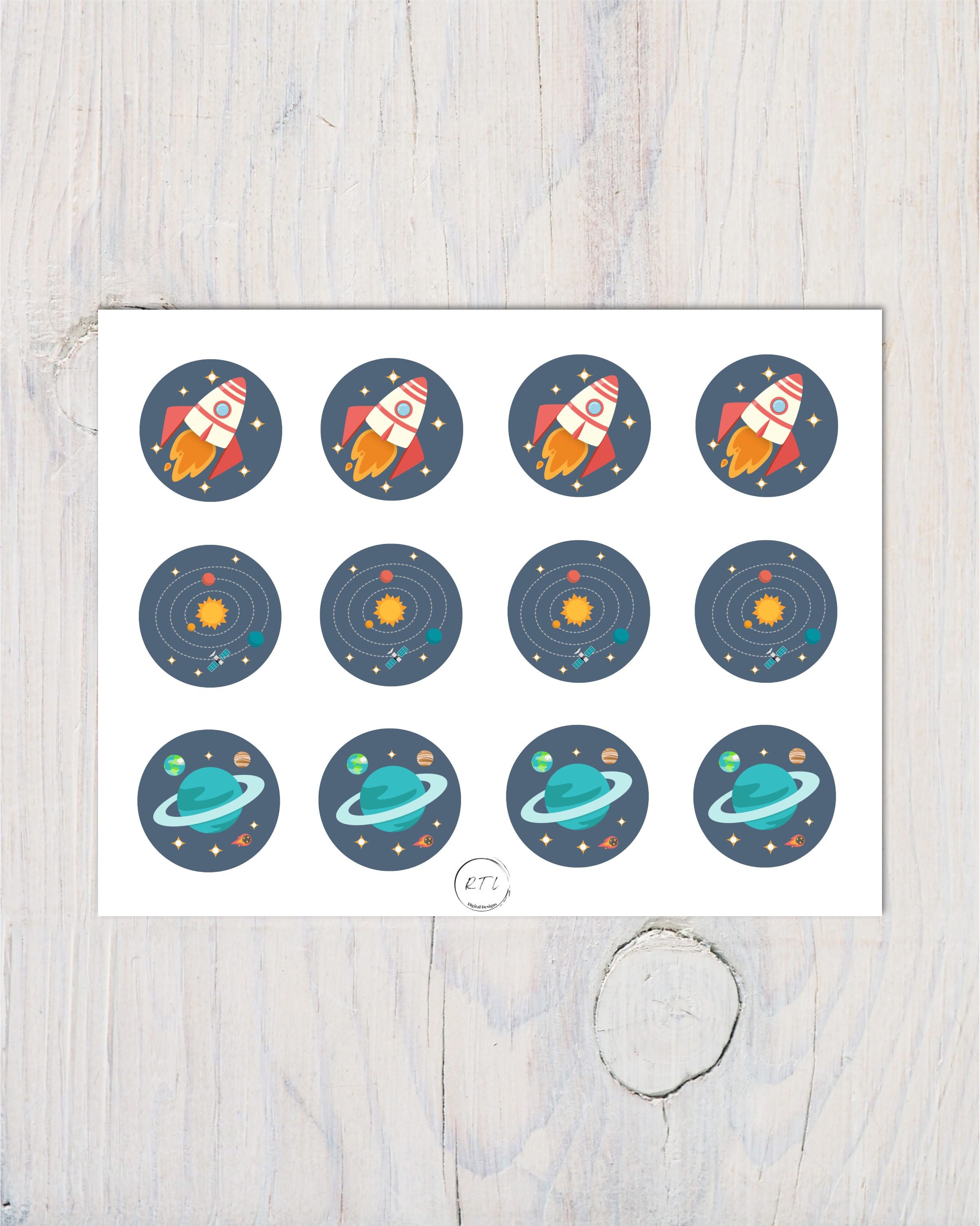 Space Birthday Cupcake Toppers, Space Rocket Ship Cupcake Toppers ...