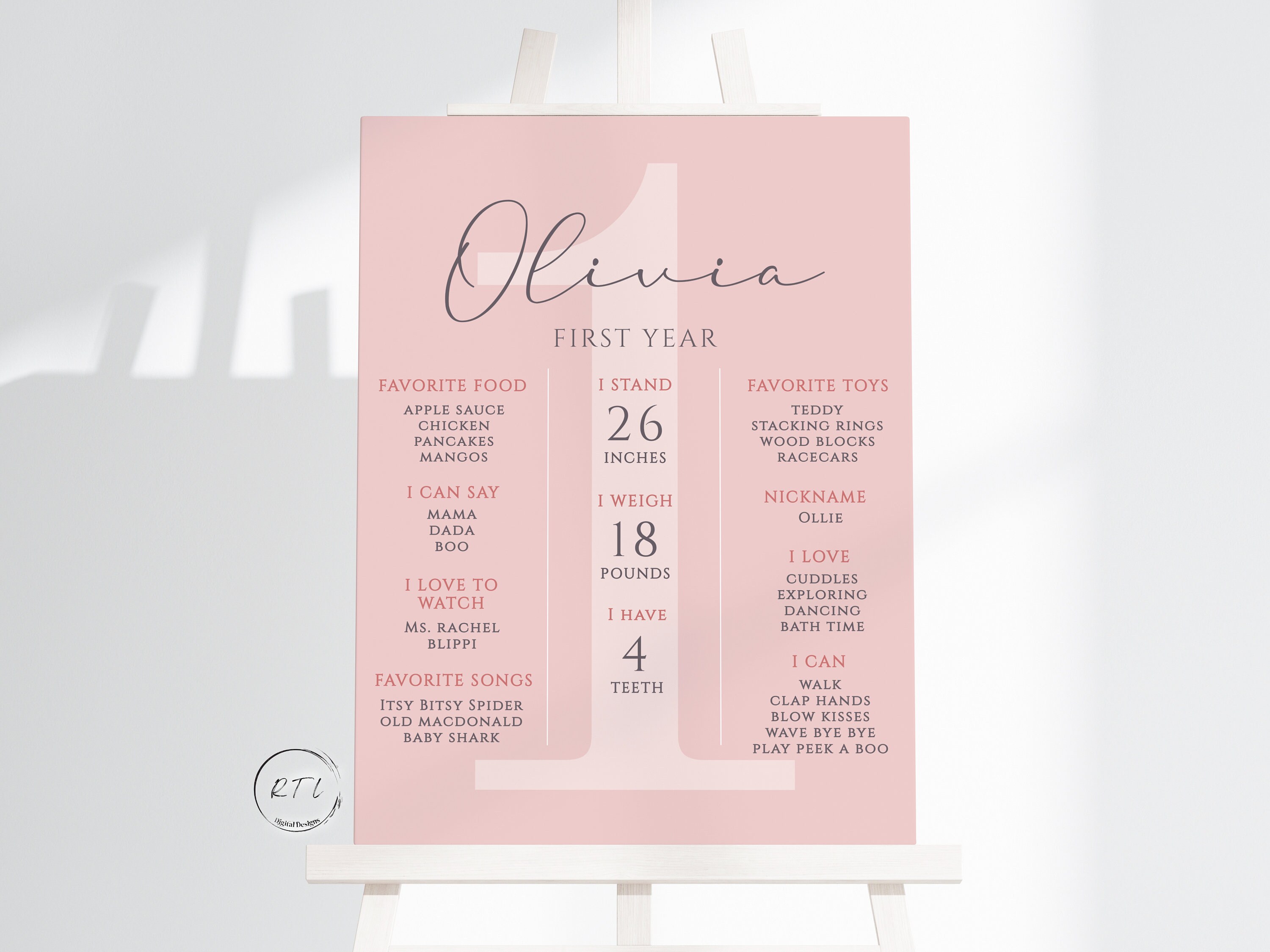 1st Milestone Board, Simple Milestone Sign, Minimalist Milestone Poster ...