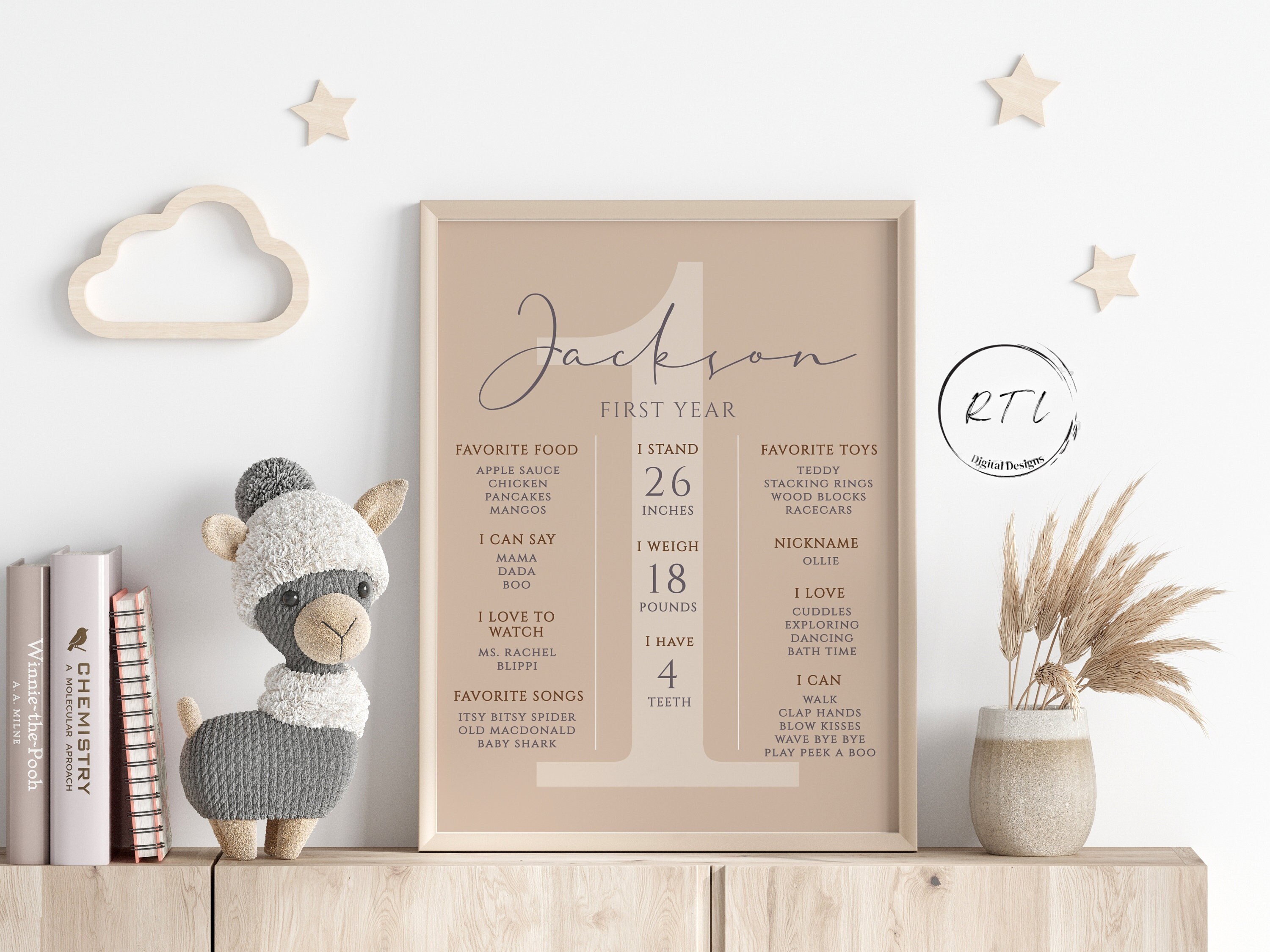 1st Milestone Board, Simple Milestone Sign, BOHO Minimalist Milestone ...