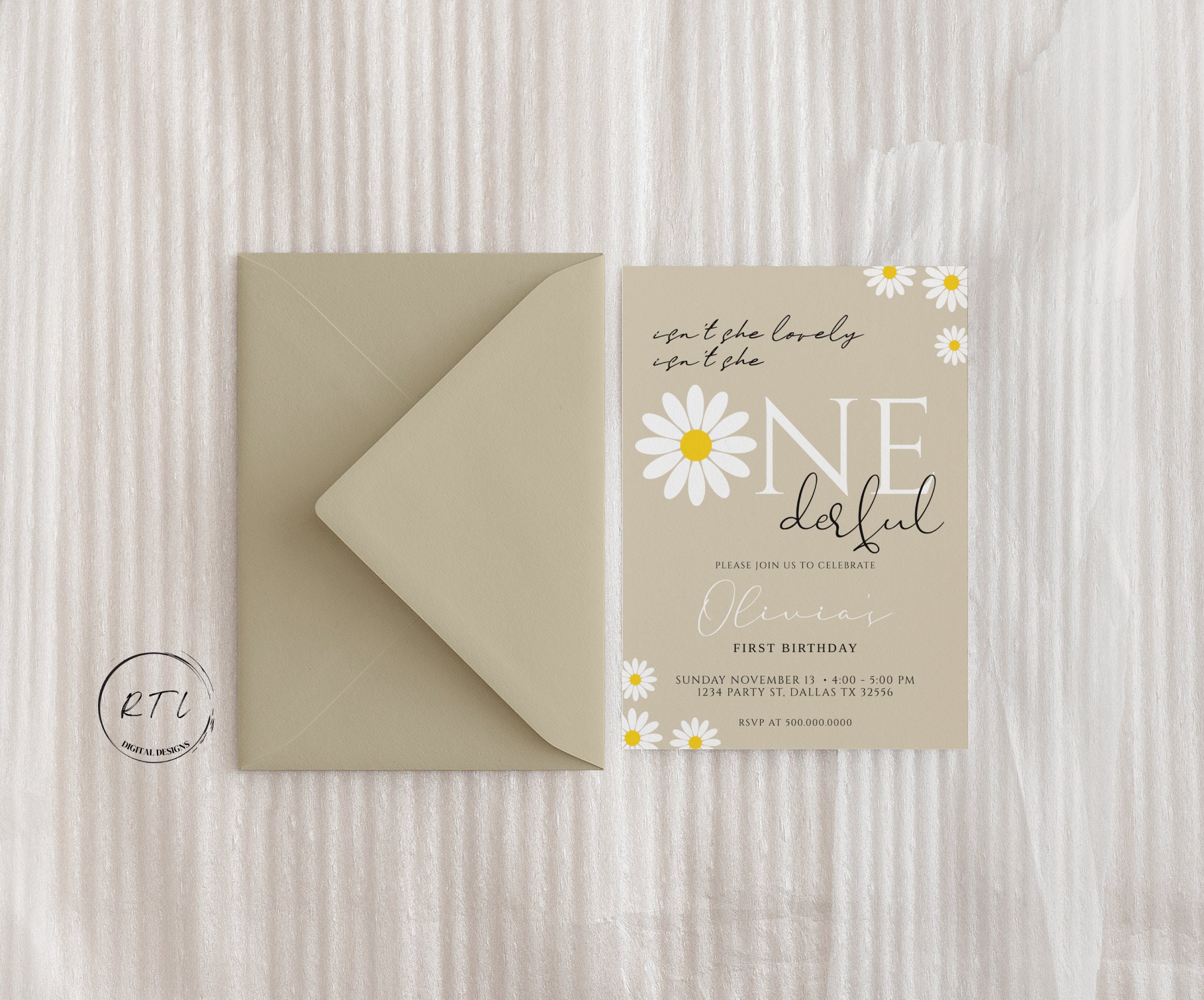 Daisy Flower Invitation, Isn't She Wonderful Birthday Invitation ...
