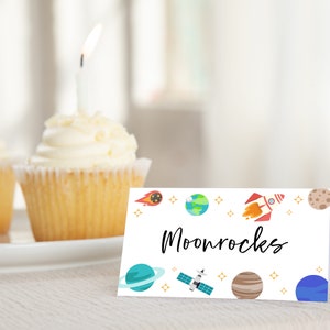 Editable Outer Space Food Labels, Space Birthday Place Cards, Tent ...