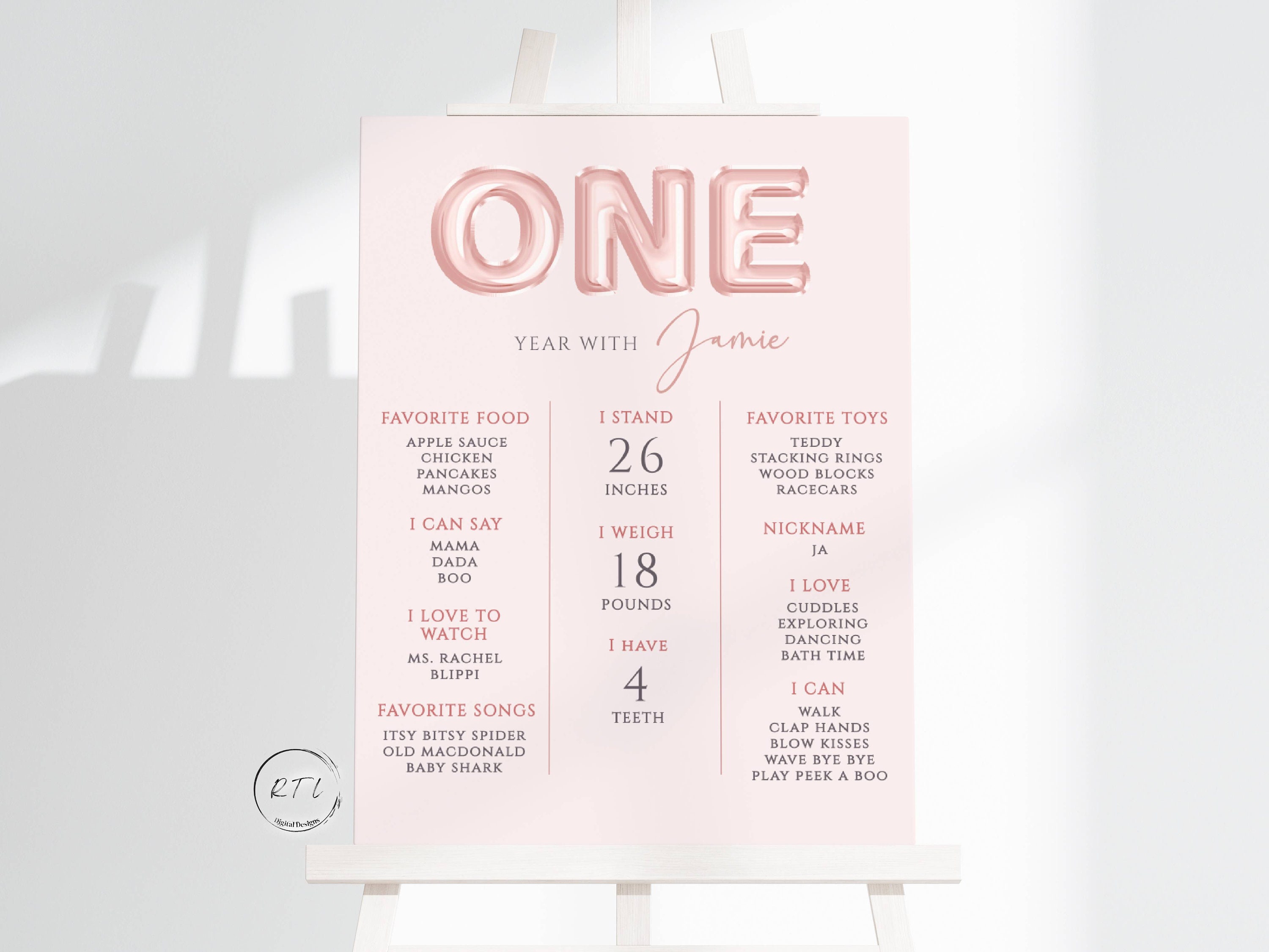 Balloon Milestone Board, First Milestone Sign, Minimalist Milestone ...