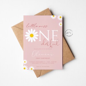 Daisy Flower Invitation, Little Miss Wonderful Birthday Invitation ...