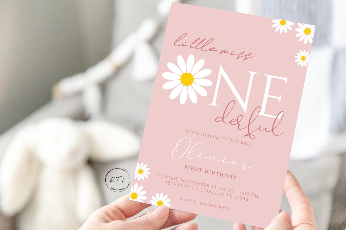 Daisy Flower Invitation Little Miss Wonderful Birthday - Etsy