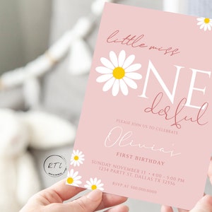 Daisy Flower Invitation Little Miss Wonderful Birthday - Etsy