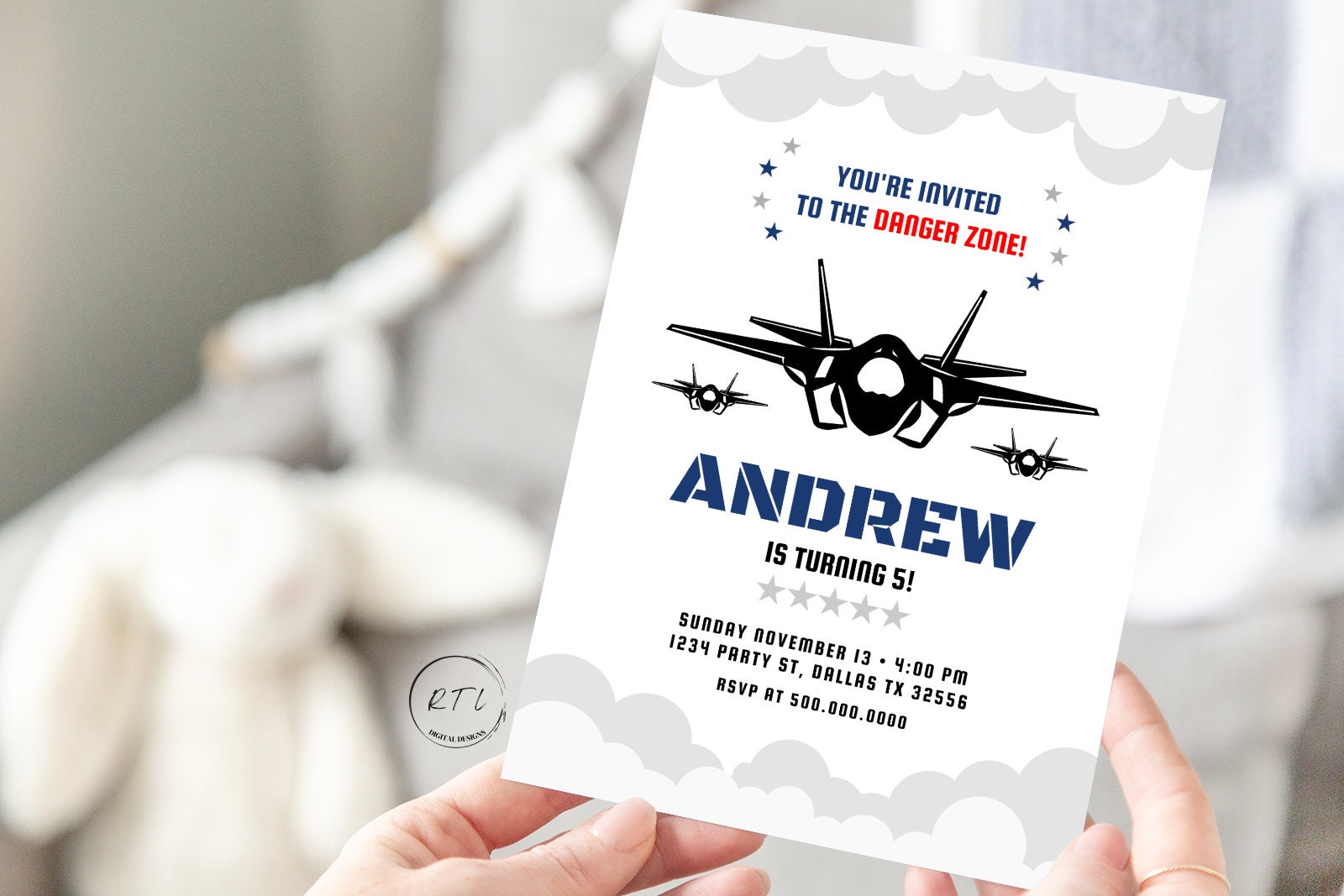 Top Pilot Birthday Invite, Military Jet Birthday Invitation, Any Age ...
