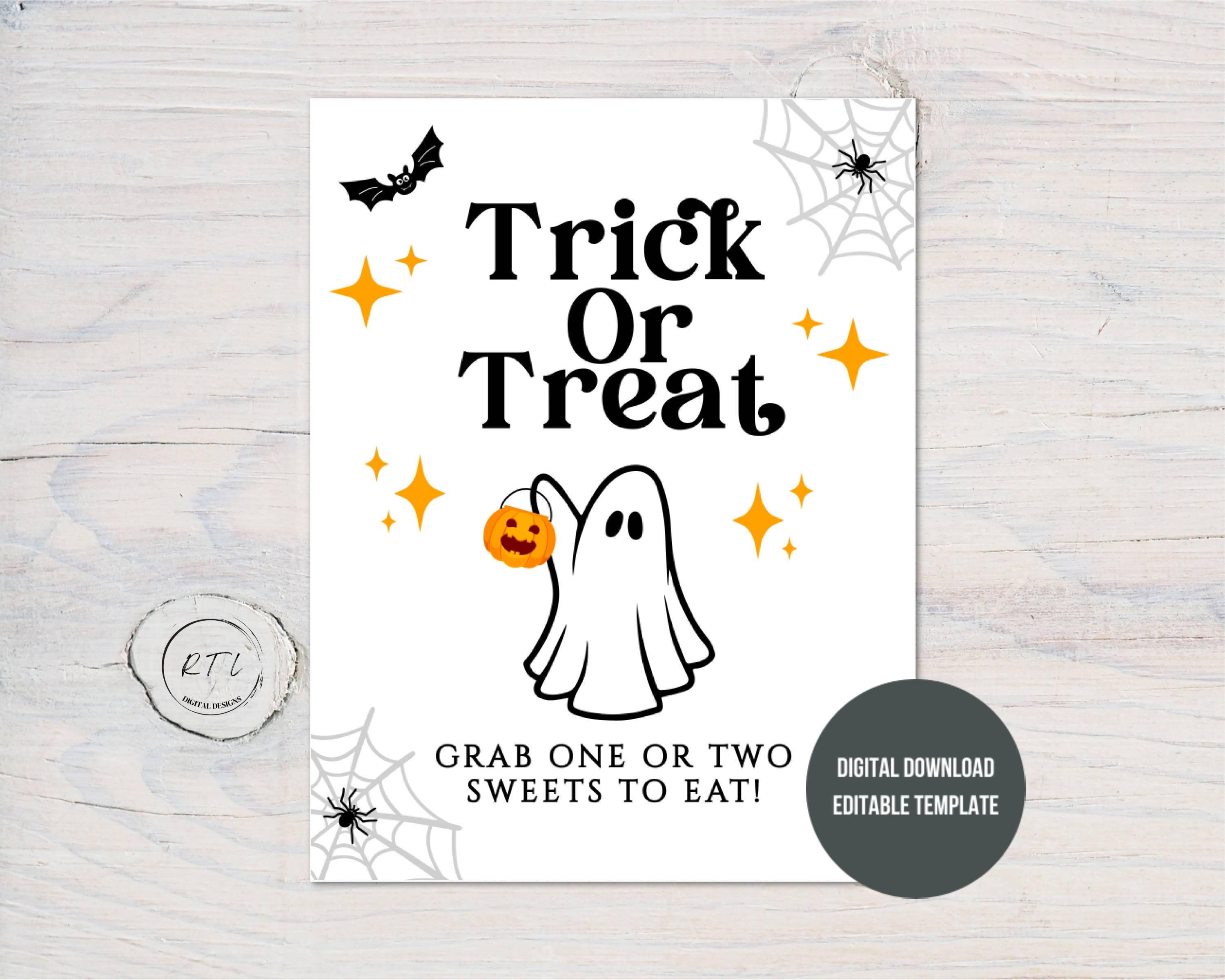 Printable Please Take One Treat Sign, Halloween Trick-or-treat Sign ...