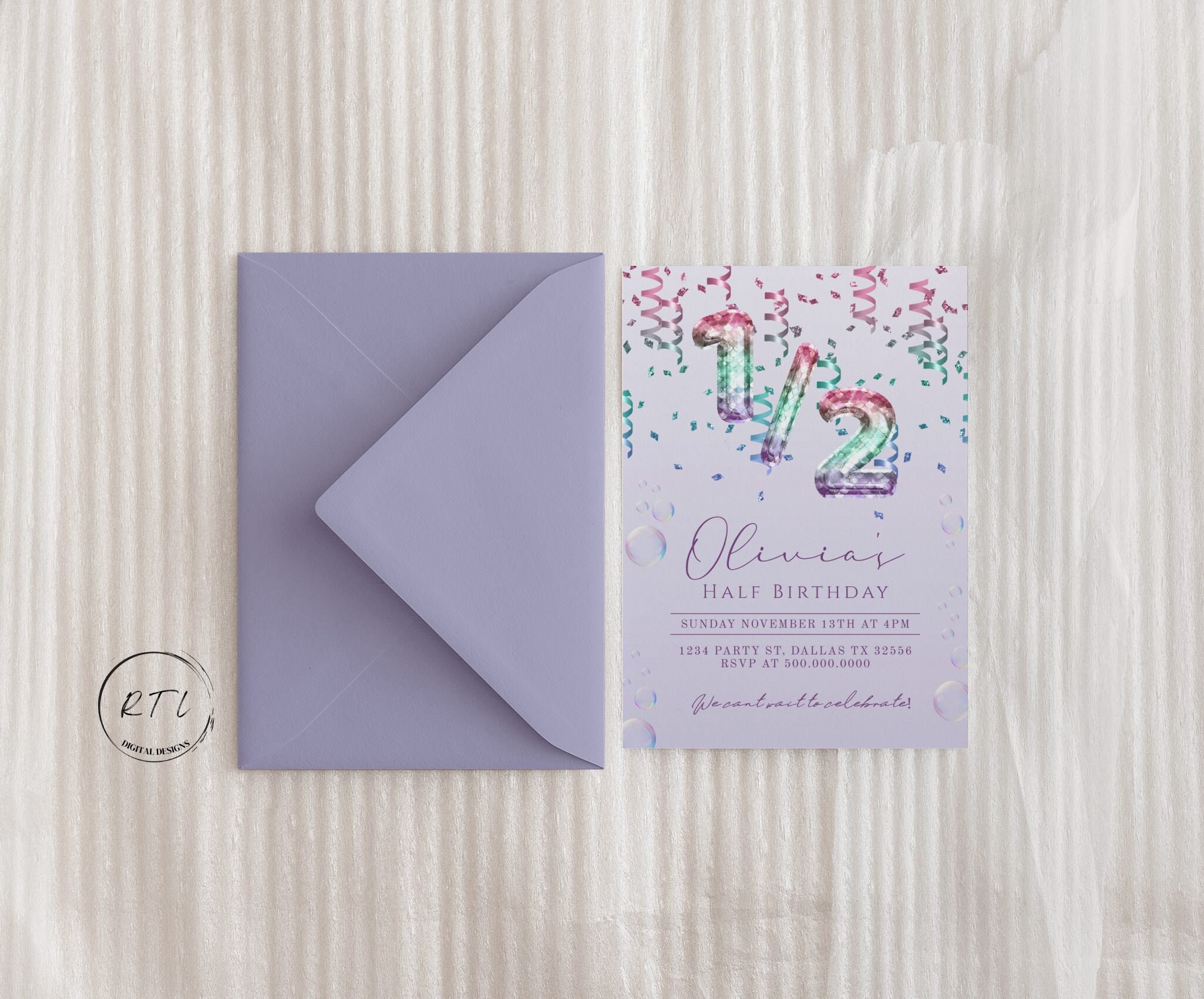 Half Birthday Invitation, Girl 1/2 Birthday Invite, 6 Month Invitation ...