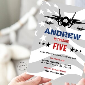 Top Pilot Birthday Invite, Military Jet Birthday Invitation, Any Age ...