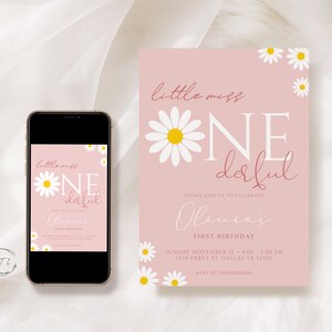 Daisy Flower Invitation Little Miss Wonderful Birthday - Etsy