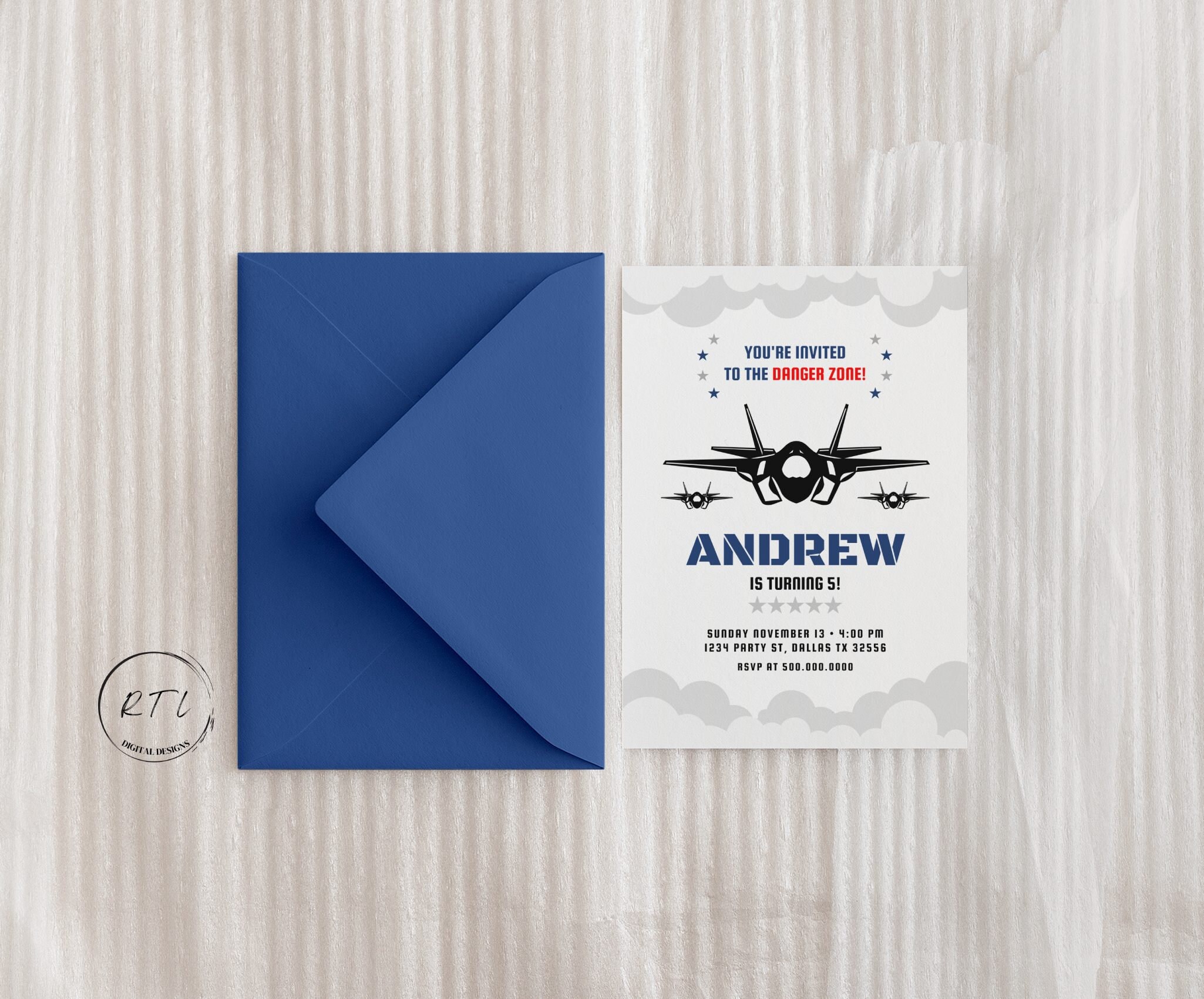 Top Pilot Birthday Invite, Military Jet Birthday Invitation, Any Age ...