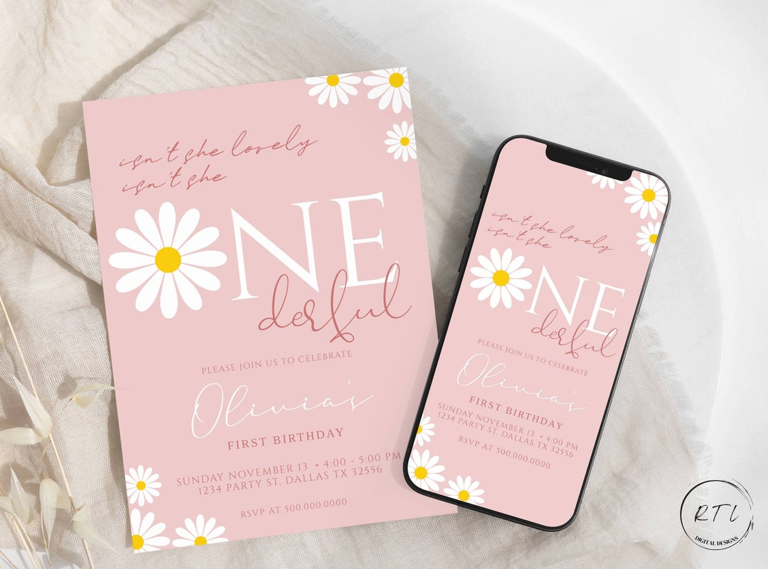 Daisy Flower Invitation, Isn't She Wonderful Birthday Invitation ...