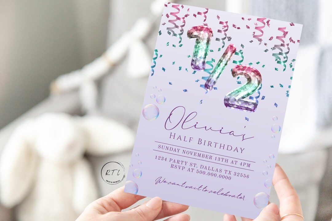 Half Birthday Invitation Girl 1/2 Birthday Invite 6 Month - Etsy