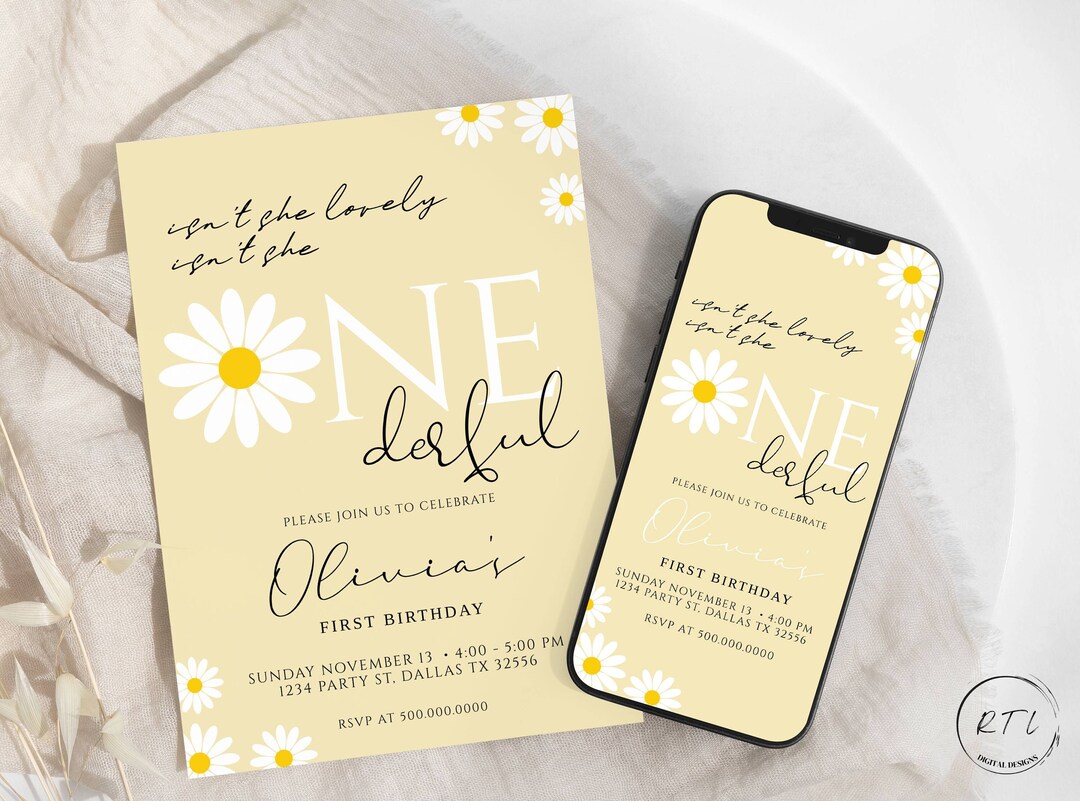 Daisy Flower Invitation, Isn't She Wonderful Birthday Invitation ...