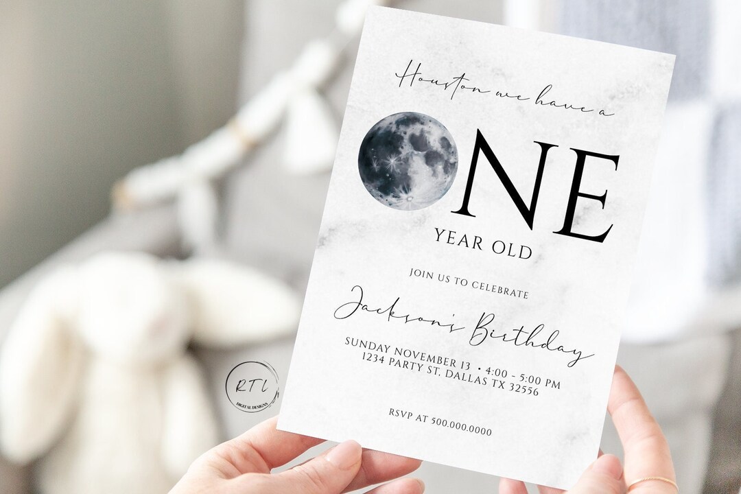 Houston We Have a One Year Old Invitation, Editable First Trip Around ...