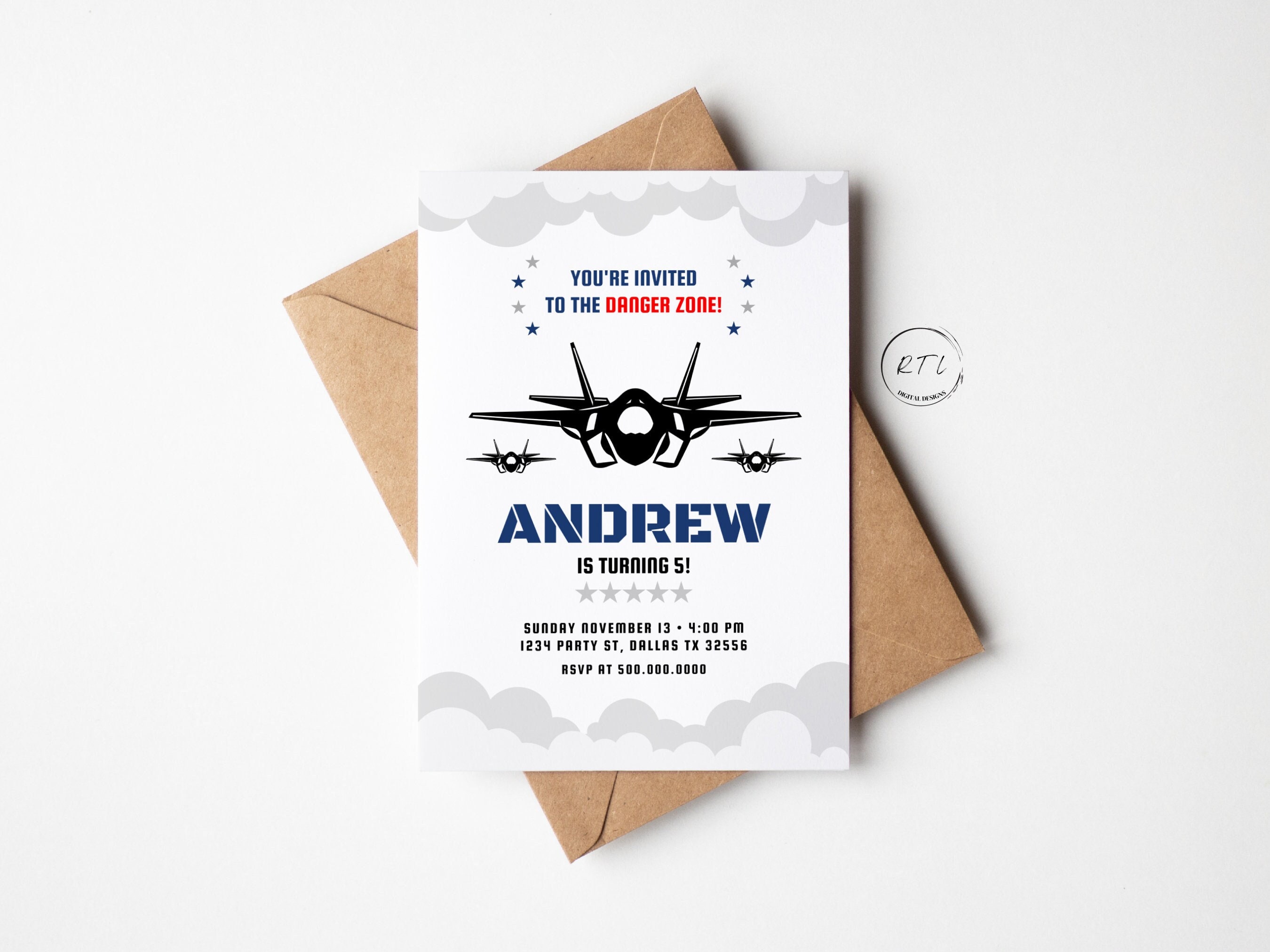 Top Pilot Birthday Invite Military Jet Birthday Invitation - Etsy