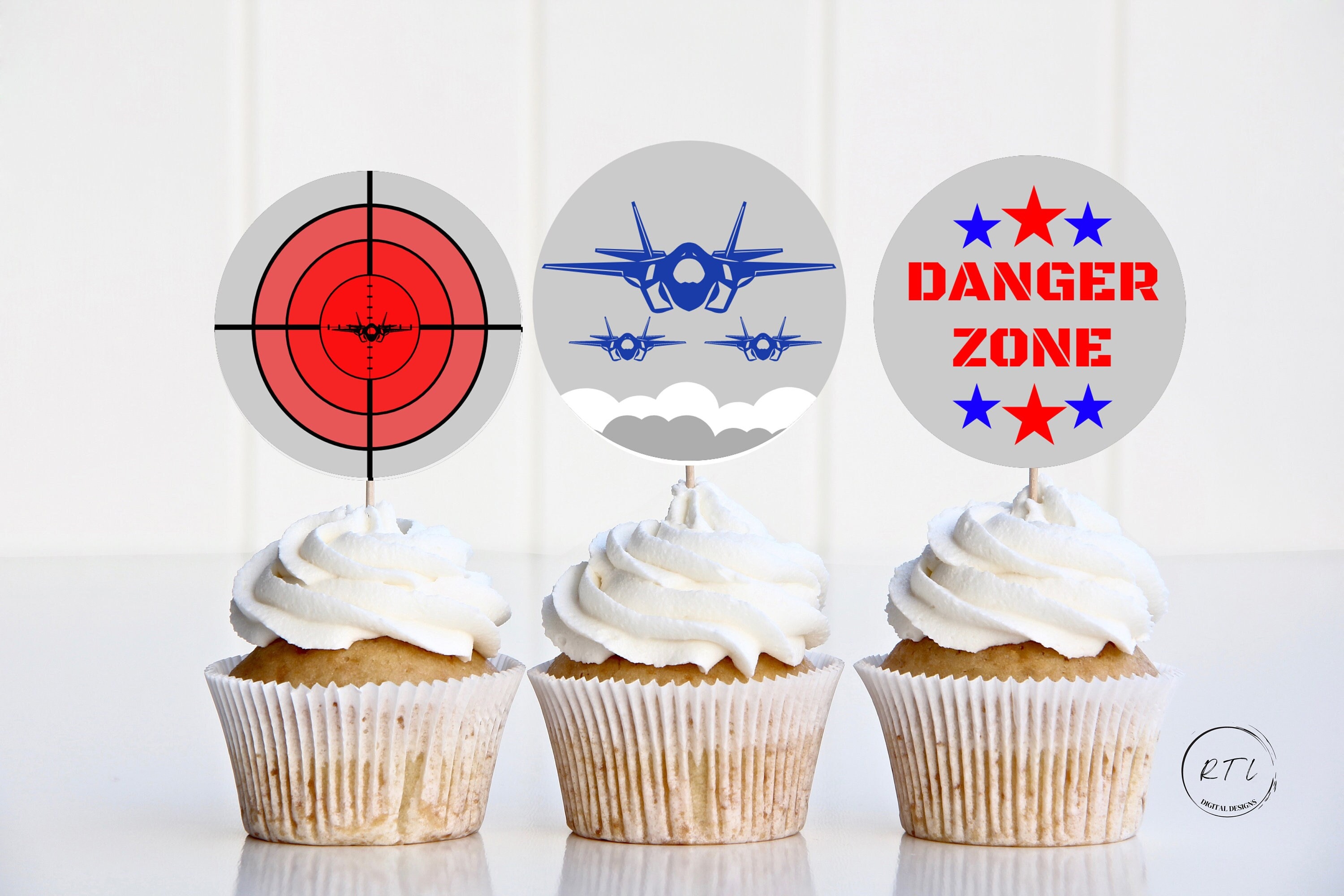 Top Pilot Cupcake Toppers, Fighter Jet Toppers, Top Fighter Jet Cupcake ...