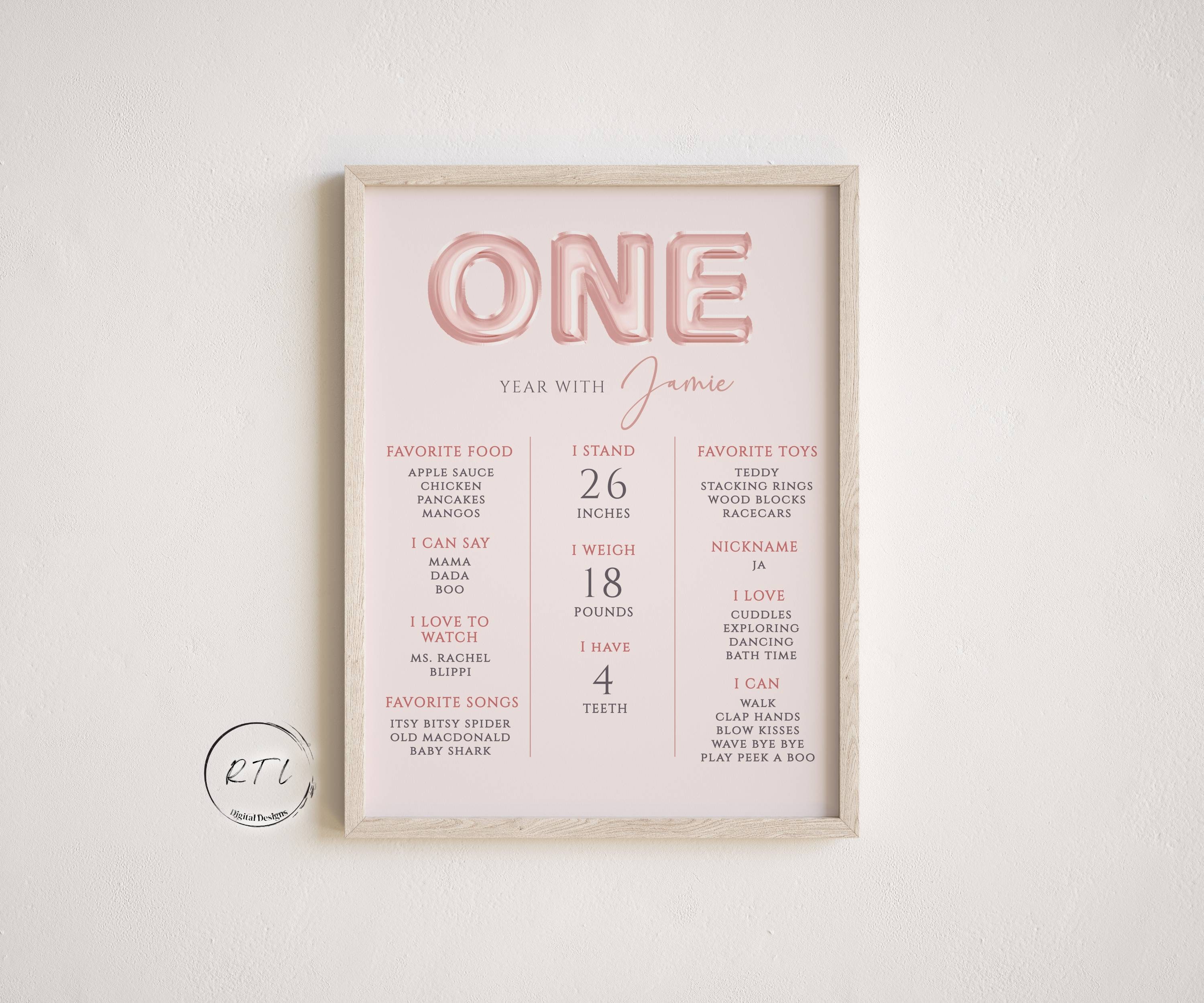 Balloon Milestone Board, First Milestone Sign, Minimalist Milestone ...