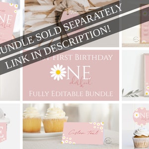 Editable Daisy Food Labels, Boho Daisy Place Cards, Pink Daisy Tent ...