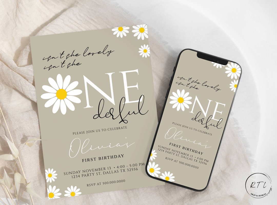 Daisy Flower Invitation, Isn't She Wonderful Birthday Invitation ...
