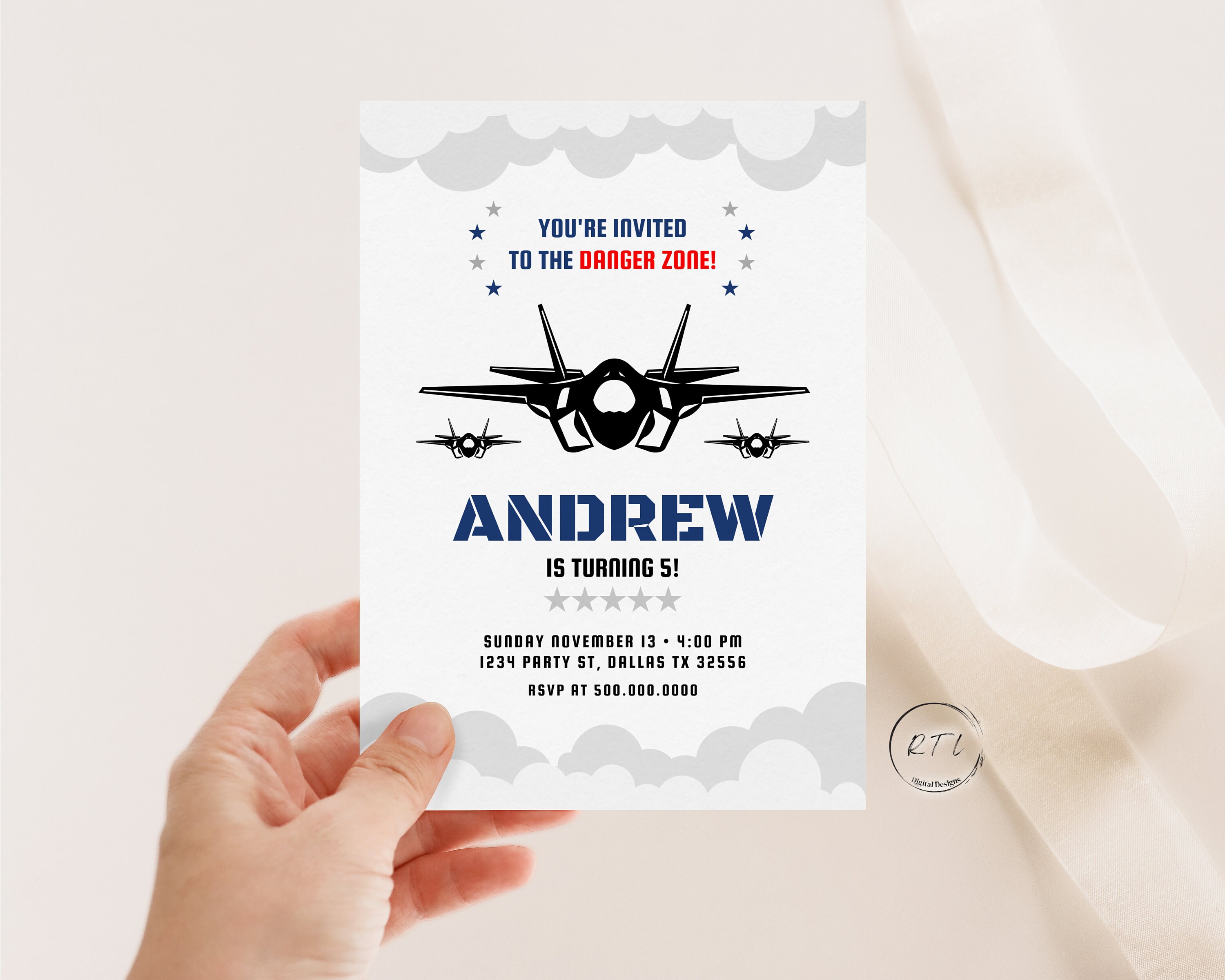 Top Pilot Birthday Invite, Military Jet Birthday Invitation, Any Age ...