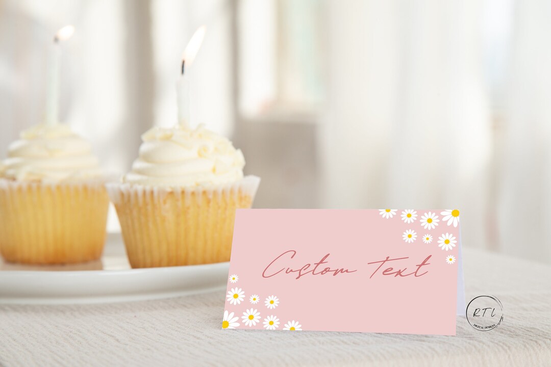 Editable Daisy Food Labels, Boho Daisy Place Cards, Pink Daisy Tent ...