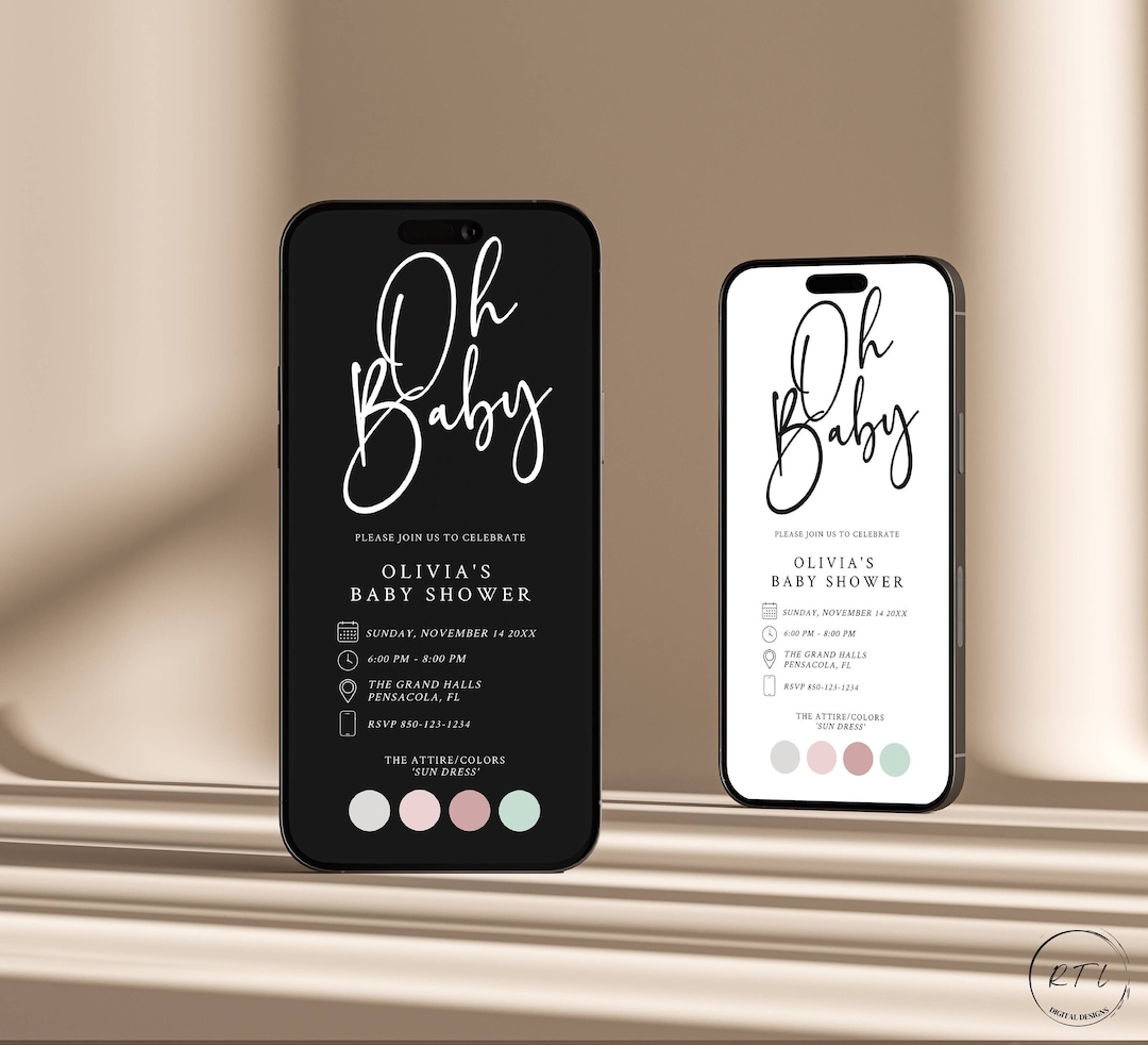 Oh Baby Invite, Baby Shower Invite Template, Baby Shower Invitation ...