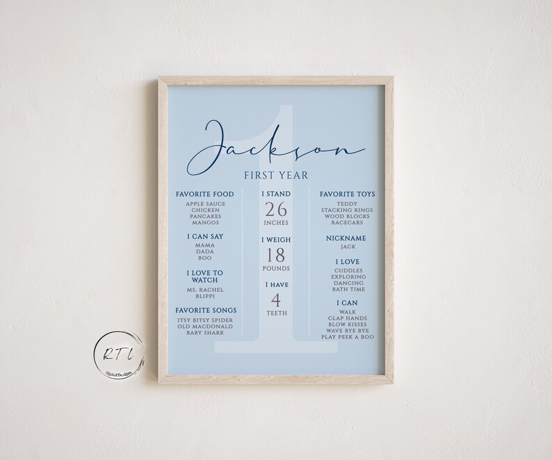 1st Milestone Board Simple Milestone Sign Blue Minimalist - Etsy