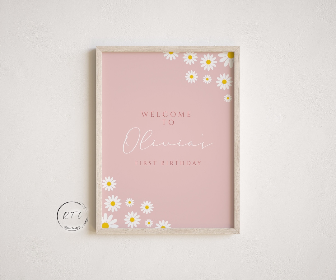 Daisy Birthday Welcome Board, Daisy Flower Poster , First Birthday ...