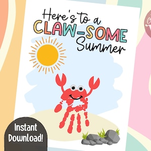 Summer Crab Handprint Printable, Baby Handprint Craft, Summer Art for ...