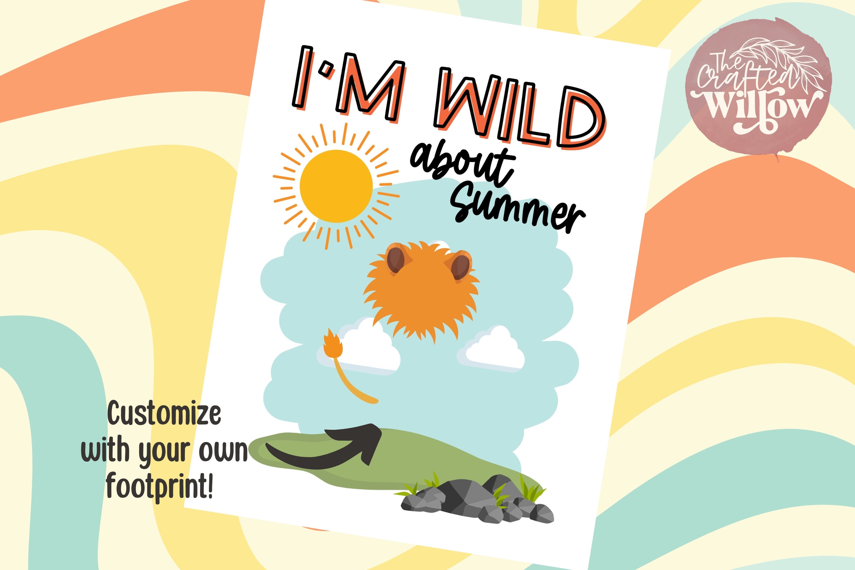 Summer Lion Footprint Printable, Kids Footprint Art, Summer Craft for ...