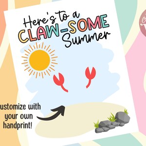 Summer Crab Handprint Printable, Baby Handprint Craft, Summer Art for ...