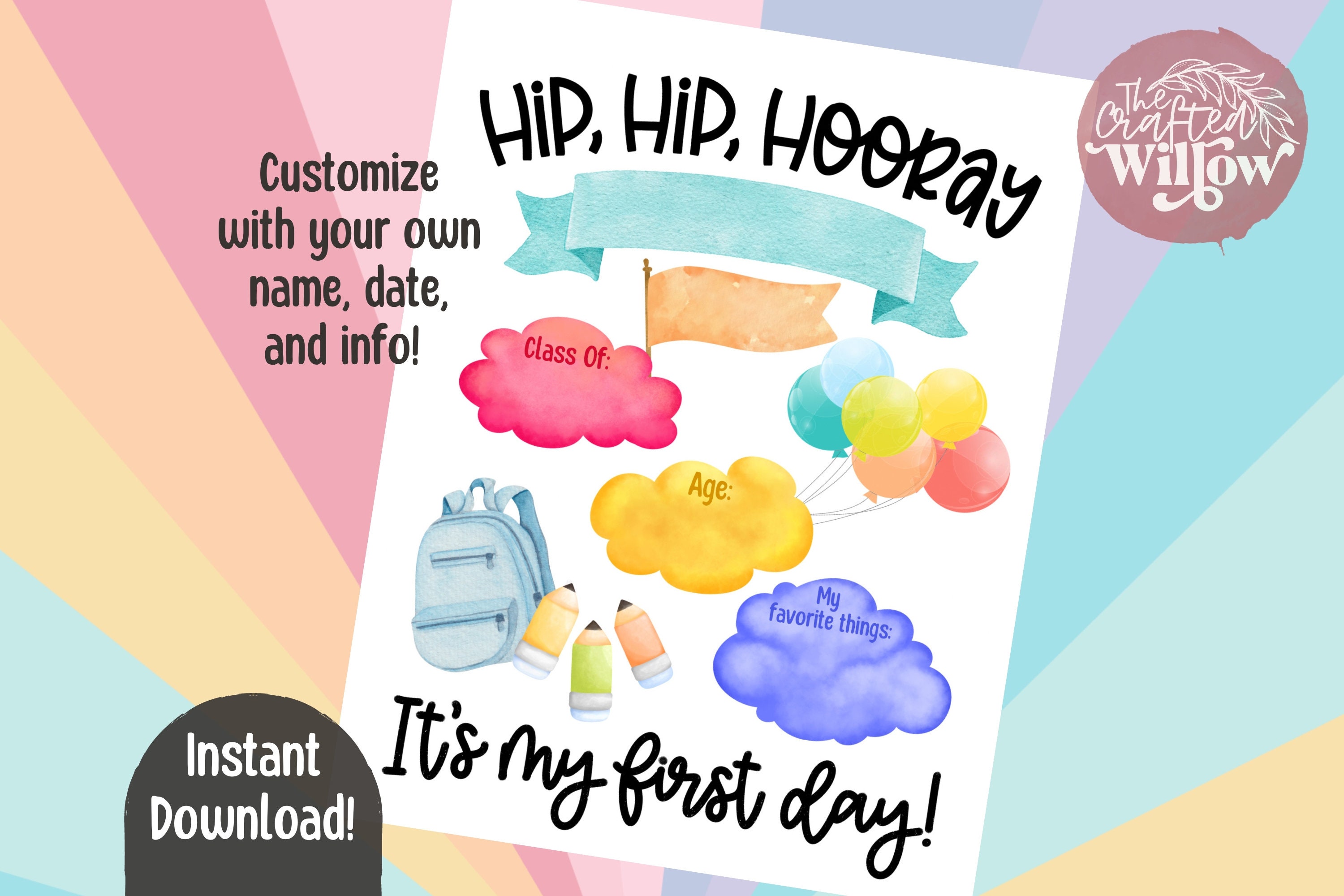 Printable First Day of School Sign, Back to School, First Day School ...